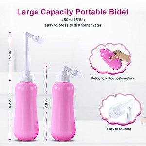 Portable Bidet Travel Large Capacity 450ml(15oz) Personal Bidet Toilet Handheld Bidet Pink