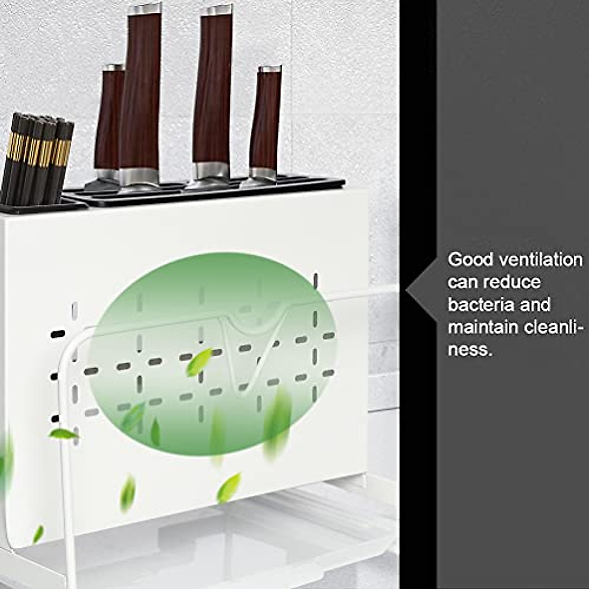 Knife Block, Smathou Knife Holder, Cutting Board Holder, 4 in 1 Kitchen Countertop Organizer, White