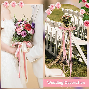 120 Yards Pink Ribbon 3/8 Inch Thin Pink Satin Ribbon Craft Fabric Ribbon for Hair Bow Making Gift Wrapping Floral Bouquet Wedding Party Christmas Decorations