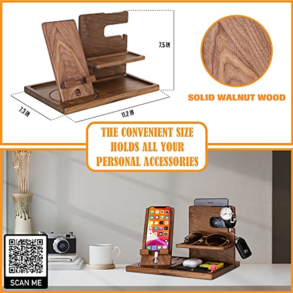 Wooden Desk Organizer Engraved Firefighter Name Gifts For Fireman, Rescue Man in Frisco Fire Dept, office desk accessories for District Chief, Custom boyfriend gift, christmas gift for dad