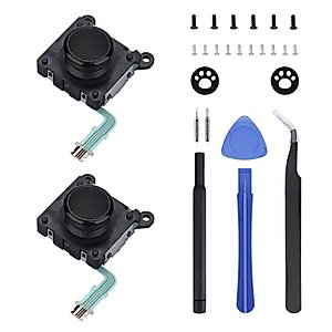 Ikpek 2-Pack Joysticks Replacement for PS Vita 2000 2001, Analog 3D Thumb Stick with Thumbstick Grips & Screws for PSV 2000