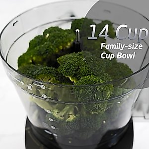 Magiccos 14-Cup Lemon Slicer Food-Processor - Large Feed Chute, 13 Speeds & Pulse, 3 Programs，Cheese Shredding, Cutting Fries, Meat Chopping, Shredding and Slicing, Mixing and Doughing, for Home Use