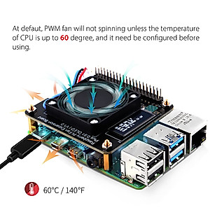 GeeekPi Fan Hat for Raspberry Pi 4 Model B, PWM Fan GPIO Expansion Board with 0.91inch OLED Display for Raspberry Pi 4B/3B+/3B/2B