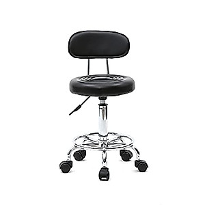 Henf Multi-Purpose Salon Massage Stool with Back Cushion and Wheels Rolling Adjustable Hydraulic Office Drafting Chairs Facial Spa Tattoo Stools Chairs,Black