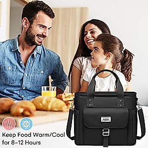 Artelaris Lunch Bag for Men Women, Large Lunch Box Tote for Work, Adult Insulated Leakproof Cooler Bag with Side Pocket & Adjustable Shoulder Strap Lunch Purse,Lunchbag for Picnic Hiking School Beach