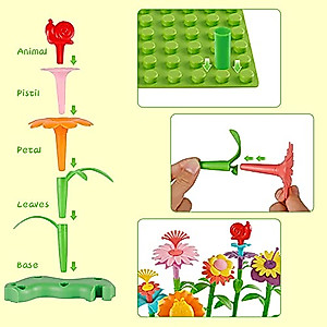 STEM Toddler Toys for Age 3 4 5 6 Year Old Girls - Flower Garden Building Toys for Preschool Educational Activity, Birthday Gifts and Stacking Learning Playset, Floral Gardening Pretend kit (150pcs)