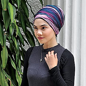 Silk Story Handmade Hijab Volumizer Cap Turban Under Scarf Bonnet Shawl Chemo Hair Head Cover Cotton, Black, Free Size