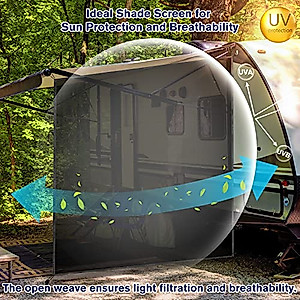 PAULINN RV Awning Side Sunshade Screen 9' X 7', Black Mesh Screen for UV Blocker and Privacy, Complete Camper Awning Side Shade Screen Kit for Motorhome Camping Trailer Canopy