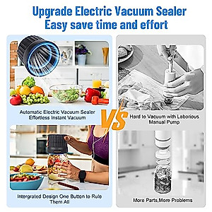 Electric Mason Jar Vacuum Sealer Kit, Jar Vacuum Sealer for Mason Jars Fits Wide & Regular Mouth, Handheld Sealer Attachment and Hose Compatible with FoodSaver Vacuum Canning Sealer Machine for Food Storage