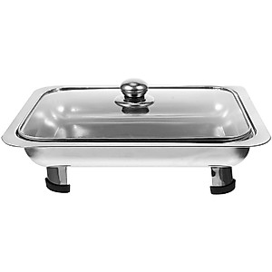 Happyyami Steel Buffet Chafing Pans Buffet Food Warmer Catering Food Warmers Rectangular Chafing Dish Buffet Serving Platters Party Pan Warmers Steam Pan Pallet Banquet Salad Stainless Steel