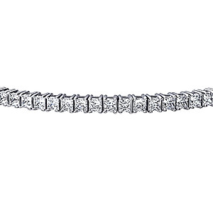 BERRICLE Sterling Silver Princess Cut Cubic Zirconia CZ Fashion Tennis Bracelet for Women, Rhodium Plated 6.5"