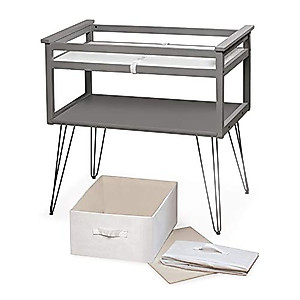 Badger Basket Contempo Convertible Changing Table for Infants and Babies - Includes Two Baskets, Gray/White
