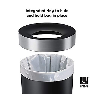 Commercial Zone-73290199 PolyTec 42 Gallon Square Waste Container, Black & Umbra Vento Open Top 16.5-Gallon Kitchen Trash Large, Garbage Can for Indoor, Outdoor or Commercial Use, Black/Nickel