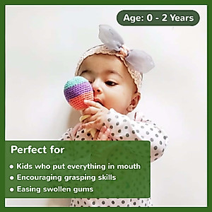 Shumee Crochet Handmade Wooden Rattle for Babies - Perfect Montessori Toys|Grasping Teething Toy for Babies, Wooden Ring Rattle Teether Chew Wood Beads Rattling Teething Gym Toys|Baby Birthday Gifts