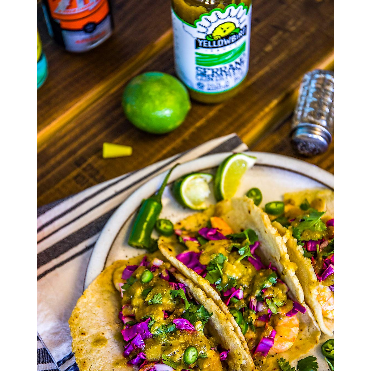 Serrano Hot Sauce by Yellowbird - Serrano Pepper Sauce with Serrano Peppers, Cucumbers, and Lime - Plant-Based, Gluten Free, Non-GMO Hot Pepper Sauce - Homegrown in Austin - 19.6 oz