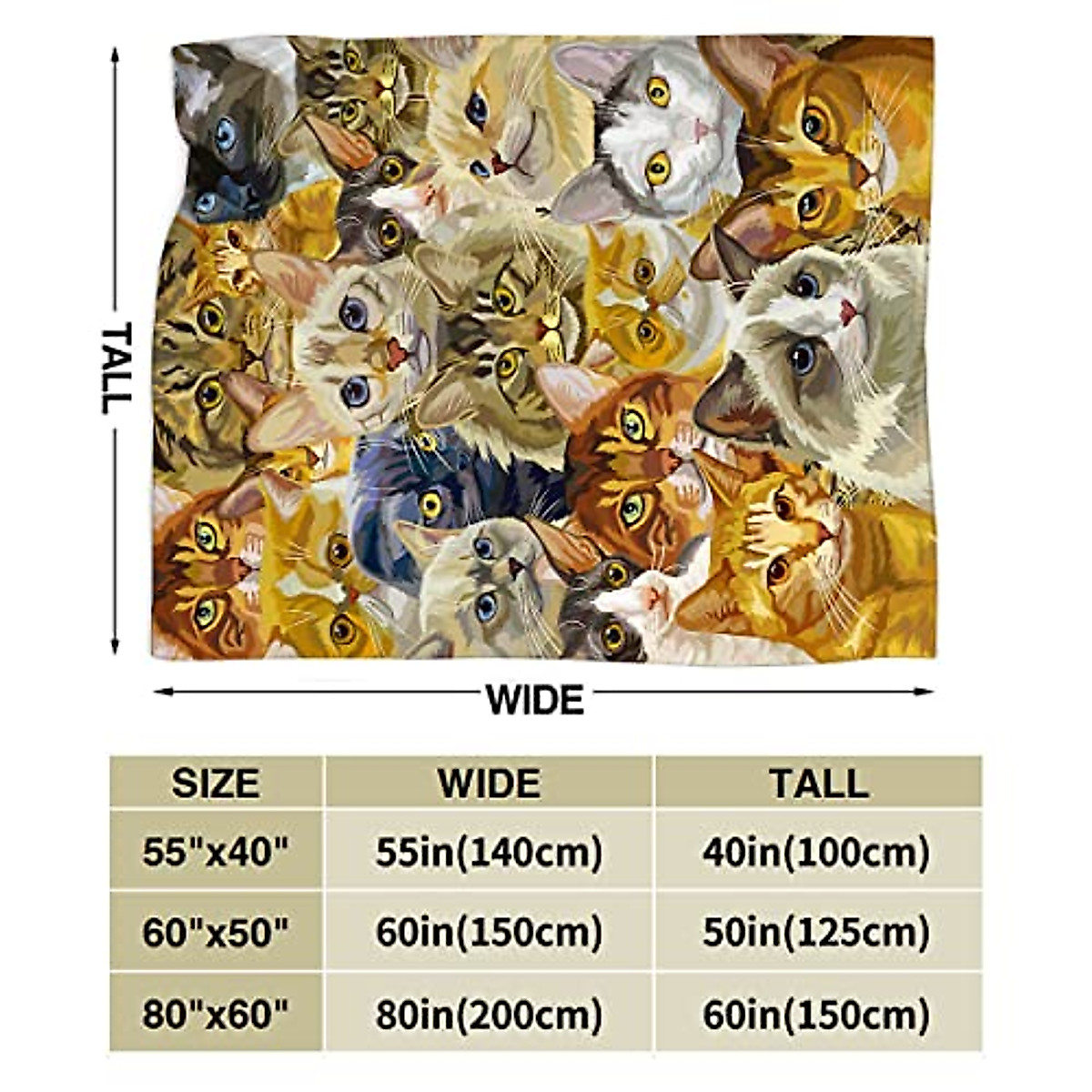 Bilibunny Cat Blanket Cat Gifts for Cat Lovers - All Seasons Sherpa Flannel Fleece Throw Blankets Soft Warm Plush Blanket for Women Girls Couch Sofa Bed Chair Camping & Travel (Kitty, 40"x55")
