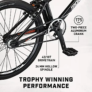 Mongoose Title Elite Pro BMX Race Bike with 24-Inch Wheels in Black for Advanced and Returning Riders, Featuring Professional-Grade 6061 Tectonic T1 Biaxial Hydroformed and Butted Aluminum Frame