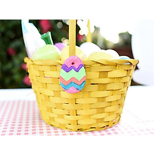 Large Solid Color Easter Basket - 12 Empty Bamboo Baskets with Handles - Easter Party Supplies