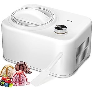 HAVATO 1.0QUART compact Ice Cream Maker with Compressor,No pre-freezing,3 Modes,sorbet machine,Homemade Sorbet/Gelato/milkshake for family of 4-5,recipe included,White