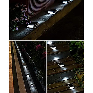 JACKYLED Solar Dock Lights Outdoor 8-Pack Solar Powered Driveway Lights IP68 Waterproof LED Step Lighting Road Markers for Boat Deck Path Garden Walkway Backyard, Bright White