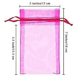 SumDirect 100Pcs 5x7 inches Sheer Drawstring Organza Jewelry Pouches Wedding Party Christmas Favor Gift Bags