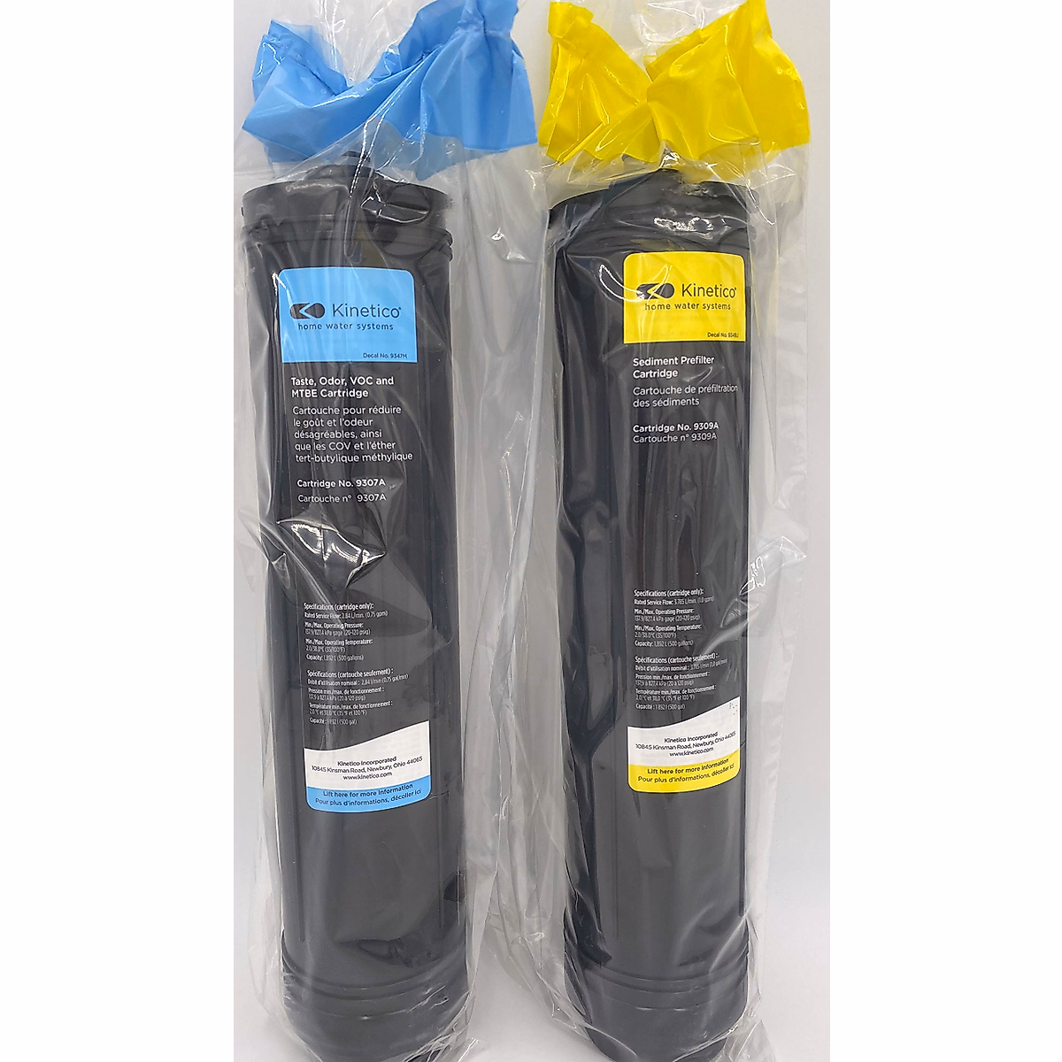 KINETICO Yellow Sediment 9309A & Blue Taste Odor VOC 9307A Cartridge Filters