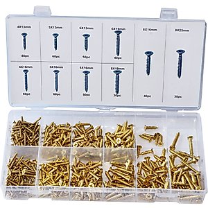 Swordfish 32051-500pc Brass Plated Wood Screw Assortment