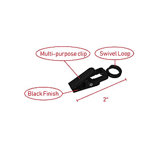 NAHANCO CC2B Plastic Swivel Rotating Clever Clip, 2”, Black (Pack of 100)