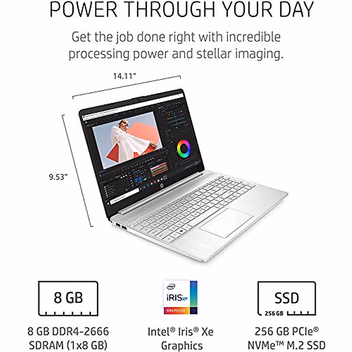 2022 HP 15.6in FHD Slim and Light Laptop, Intel Core i5-1135G7, 8GB RAM, 256GB SSD, Iris Xe Graphics, HDMI, Webcam, WiFi, Windows 11, Natural Silver, W/ 2-Week IFT Support dy20xx 15-15.99 inches