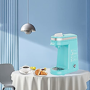 CHULUX Single Serve 12 Ounce Coffee Brewer,One Button Operation with Auto Shut-Off for Coffee or Tea,Cyan