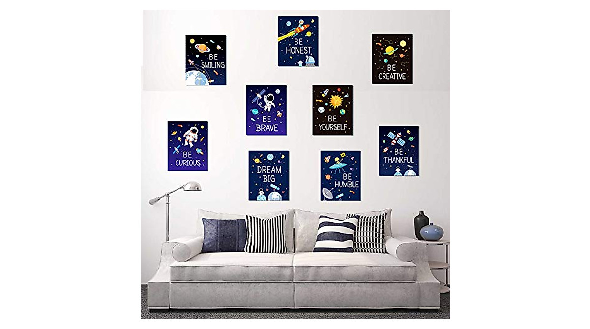 Space Wall Prints Set - 9 Inspirational Posters for Kids & Dorms