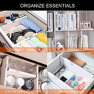 KIKILIE 8 Pack Dresser Drawer Organizers Dividers, 11-17 Inch Expandable Divider Organizer for Clothing, Baby Clothes, Makeup, Kitchen Utensils, Deep Divider, Adjustable Separators, White
