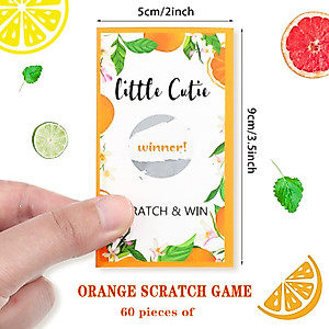 Minatee 60 Pack Little Cutie Scratch Off Cards Little Cutie Baby Shower Games Orange Theme Scratch Off Cards for Little Cutie Baby Shower Birthday Party Supplies