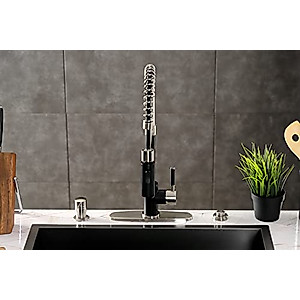 Kingston Brass LS8779DKL Kaiser Pre-Rinse Kitchen Faucet, 8 Inch in Spout Reach, Matte Black/Brushed Nickel
