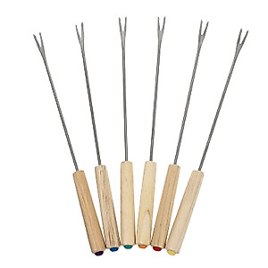 Hemoton 2Pcs hot Pot Fork Marshmallow Sticks Grilling Skewer Cake Forks Shish Kebab Grill Stainless Steel Barbecue Fork Kebab Sticks Roasting Stick Skewer raclette Tableware Chocolate Wood
