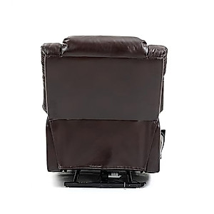 FULife Electric Lift Chair Power Recliner,Reclining Lifting Single Sofa Armchair with Heat and Massage,Heavy Duty Dual Motor Faux Leather Upholstery Lazy Lounge Couch w//USB Ports and Side Pockets