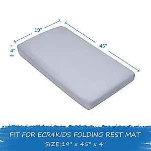 Nap Mat Cover 19" x 45" x 4" Fit for ECR4Kids Everyday Folding Rest Mat, Super Soft & Breathable Microfiber Baby Nap Mat Sheet for Preschool or Day Care, Boys and Girls, Gray