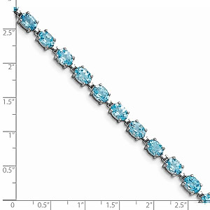 IceCarats 925 Sterling Silver Blue Topaz 6.5 inch Chain Gemstone Tennis Bracelet