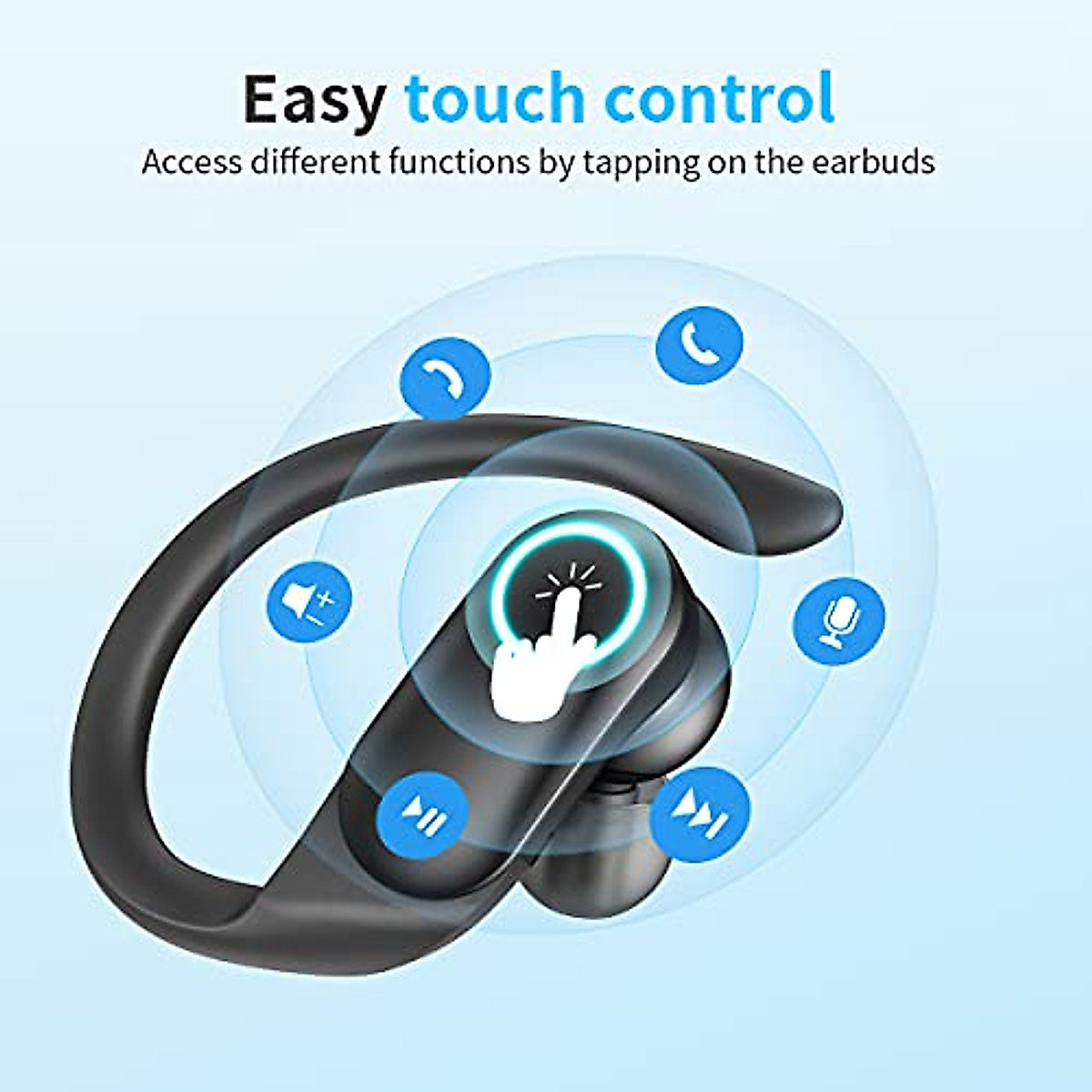 XUX Wireless Earbuds Bluetooth 5.2 Headphones Bluetooth Headphones 4-Mics Clear Call 30H Playtime with Earhooks Sweatproof Waterproof in Ear Earphones for iPhone Android Sports Running Workout Gaming