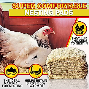 Nesting Box Pads for Chickens - Accessories for Hens, Chicken Coops and Laying Eggs - Square Liners Fit in Your Coop - Natural Fiber Material Bedding Mats