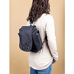 HAIKU To Go Convertible 2.0 Crossbody and Backpack Messenger-Style Travel Bag with Adjustable Shoulder Straps and Dual Water Bottle Pockets, Black in Bloom