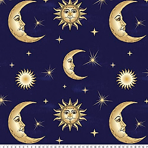 Celestial Moons Anti-Pill Premium No-Sew Throw Fleece Fabric Kit (50x60)