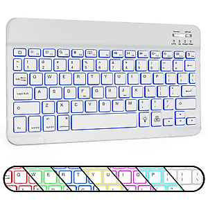 OMOTON Bluetooth Keyboard, Wireless Rechargeable Keyboard for iPad, iPad Pro, iPad Mini, iPad Air with Illuminated LED (White)