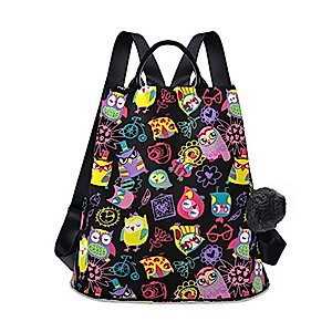 ALAZA Cute Owl Print Animal Backpack Purse for Women Anti Theft Fashion Back Pack Shoulder Bag