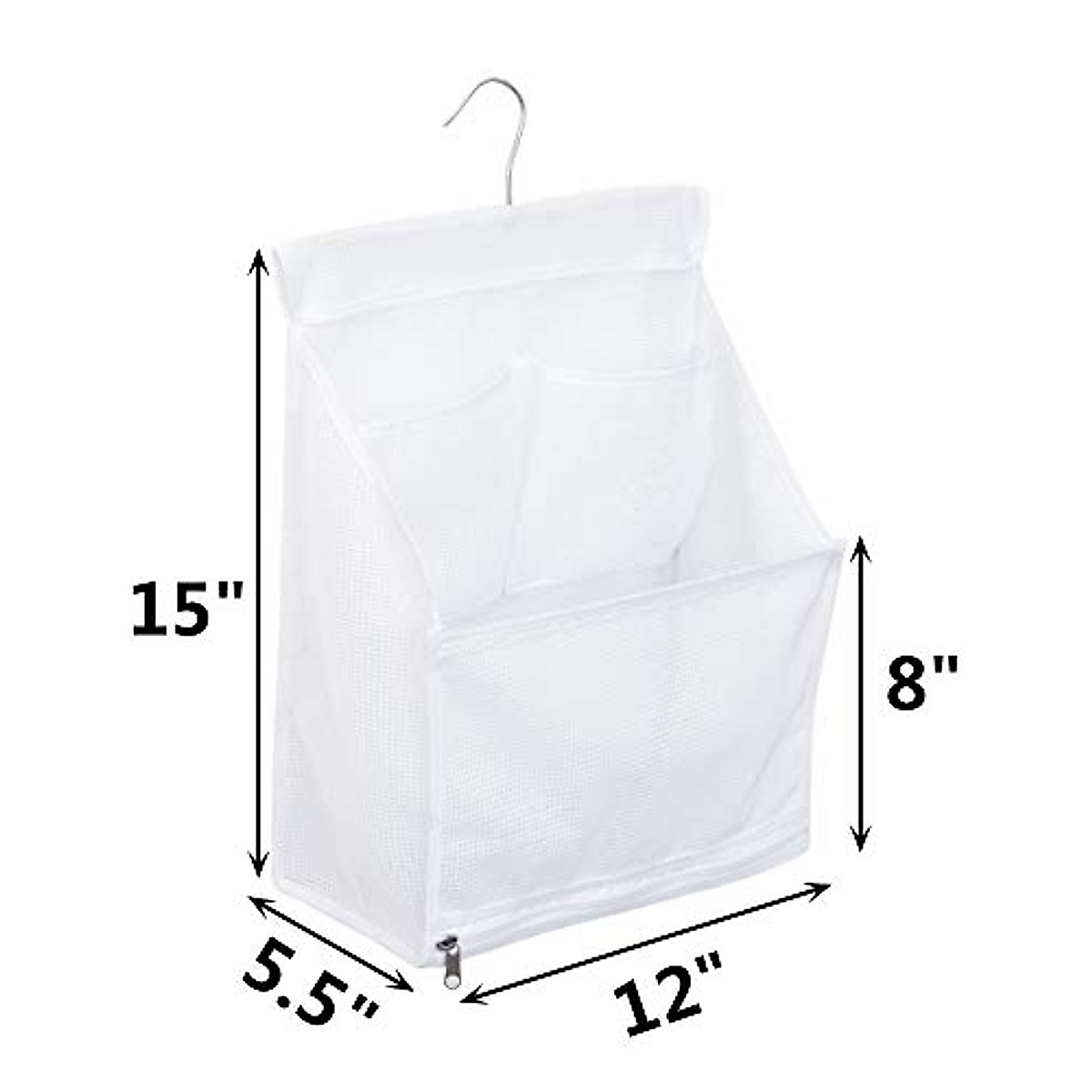 ALYER Hanging Mesh Bath Toy Organizer Bag,Large Shower Storage Caddy with Durable Hanger (White)