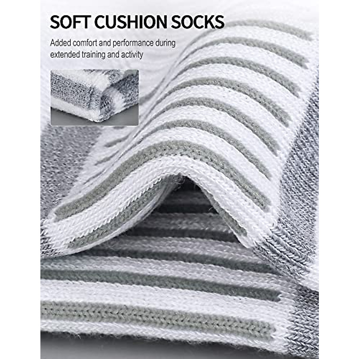 Airacker Ankle Athletic Running Socks Cushioned Breathable Low Cut Sports Tab Socks for Men and Women (6 Pairs)