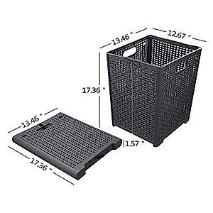 Tstorage 45L Plastic Collapsible Storage Laundry Baskets, Foldable Laundry Hampers, 2 Packs