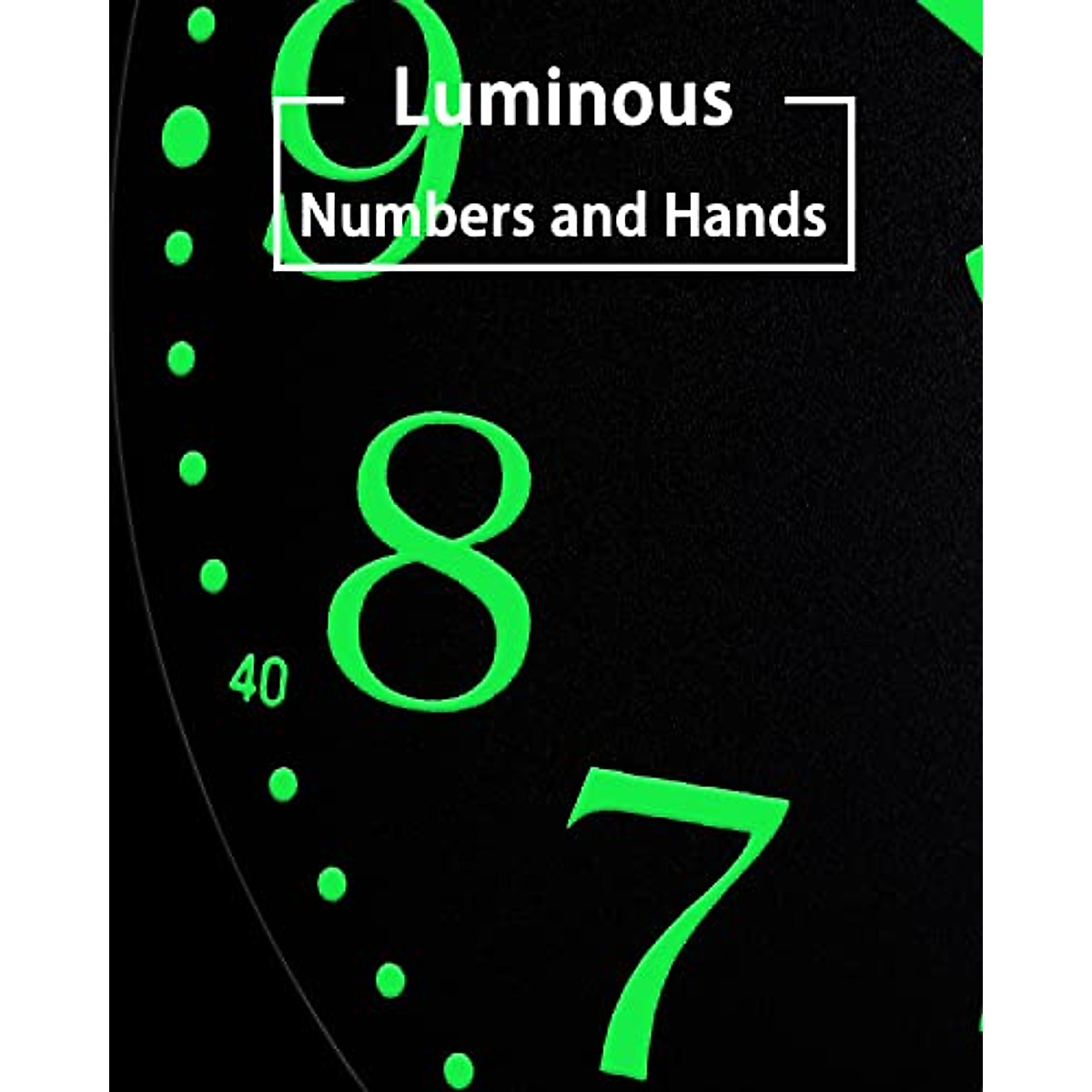 JoFomp Wooden Glow in The Dark Clock, 12 inch Silent Non-Ticking Battery Operated Clock, Energy-Absorbing Luminous Numerals and Hands, Lighted Wall Clock Decoration for Bedroom Living Room