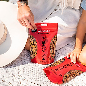 Wonderful Pistachios No Shells, Chili Roasted Nuts, 11 Ounce Resealable Bag, Protein Snacks, Gluten Free College Snacks, Healthy Snacks for Adults
