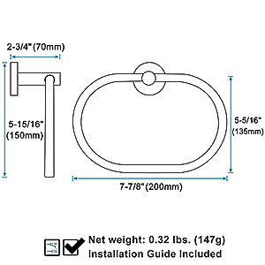 Matte Black Towel Ring, APLusee Stainless Steel Swivel Hand Towel Holder, Modern Kitchen Bathroom Accessories Home Drying Storage Rail Space Saver